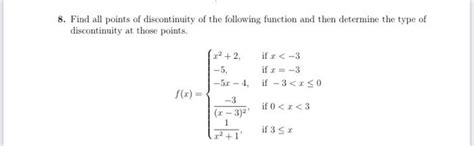Solved Find All Points Of Discontinuity Of The Following Chegg