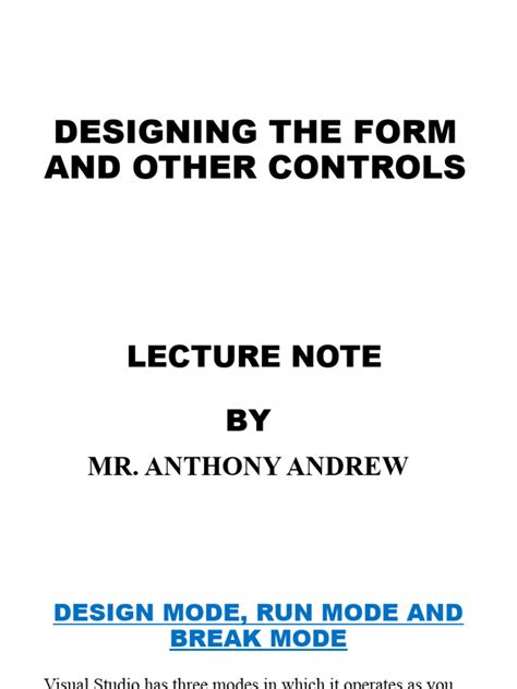 Designing The Form And Other Controlsweek Three Pdf Window
