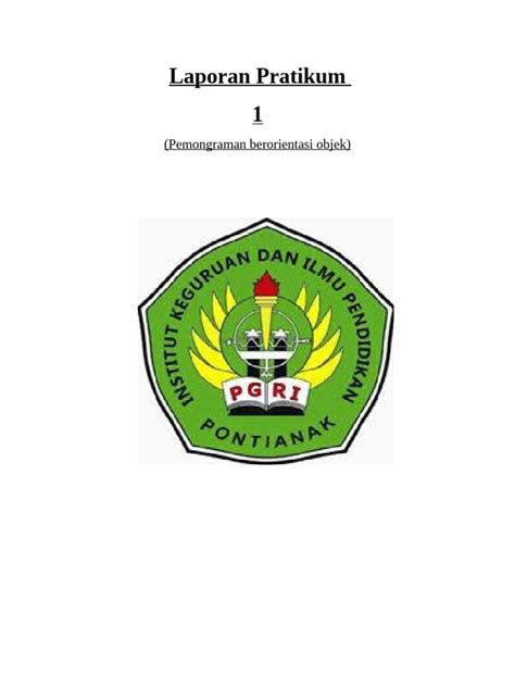 Laporan Pratikum 1 Pemrogaman Berorientasi Objek Pdf