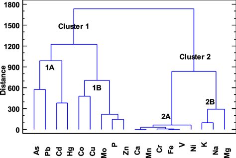 Dendrogram Shows Two Major Clusters And The Interrelationships Of The