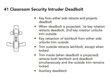 Sargent 8241 Lnj Classroom Security Intruder Deadbolt Mortise Lock