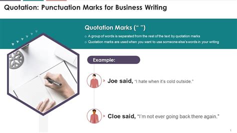 Quotation Punctuation Marks For Business Writing Training Ppt Presentation Graphics