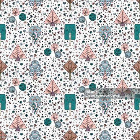 벡터 손으로 그려진된 완벽 한 패턴 장식 양식된 유치 한 나무 낙서 스타일 부족 그래픽 그림입니다 장식 귀여운 손 그림 낙서