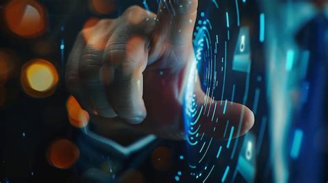 Cyber Security Online Banking Data Protection Businessman Using Fingerprint Indentit Generative