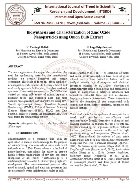 Biosynthesis And Characterization Of Zinc Oxide Nanoparticles Using