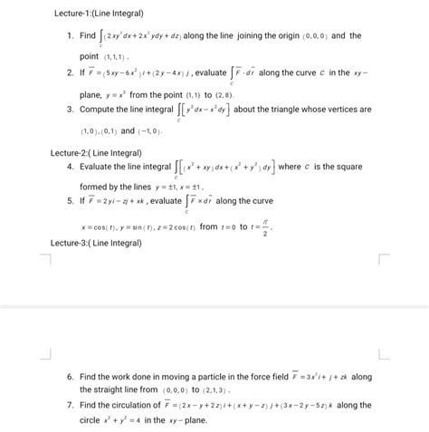 Lecture 1 Line Integral Find Int { 0 } Left 2 X Y { 2 } D X 2