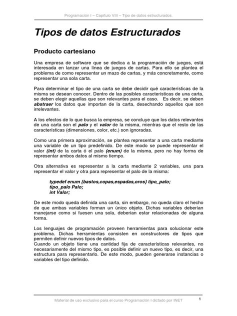 Capítulo 8 Tipos De Datos Estructurados Pdf Objeto Informática