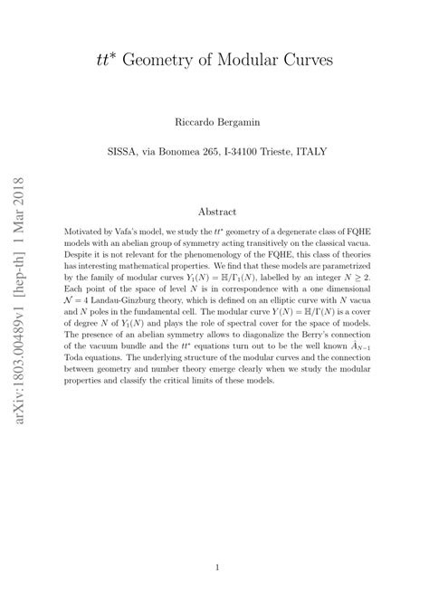 PDF Tt Geometry Of Modular Curves