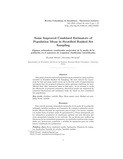 pdf some improved combined estimators of population mean in
