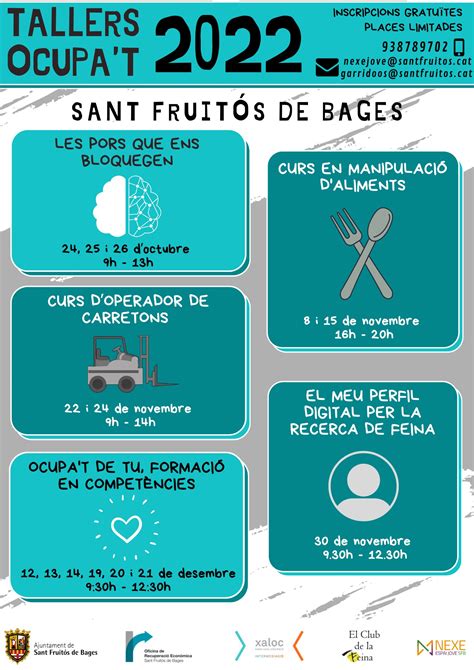 Tornen Els Tallers Ocupa T Amb Cinc Propostes Formatives Gratu Tes Ajuntament De Sant Fruit S