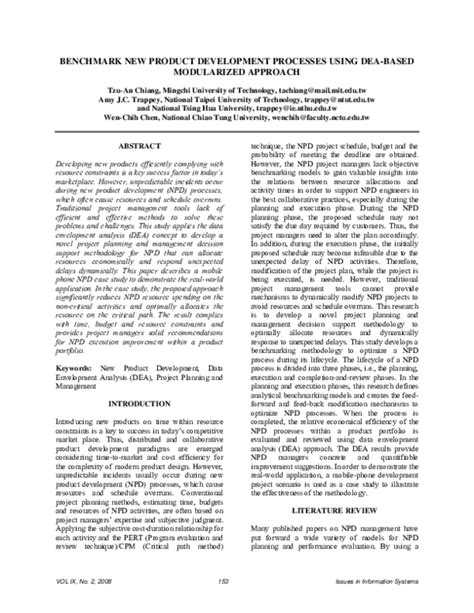 pdf benchmark new product development processes using dea based