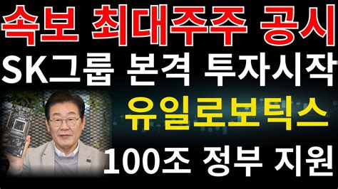 유일로보틱스 긴급 속보 최대주주 공시 확인하세요 Sk그룹 본격 투자 시작 유일로보틱스주가전망 100조 정부 Ai 투자 지원 이 가격 전 매도금지 유일로보틱스
