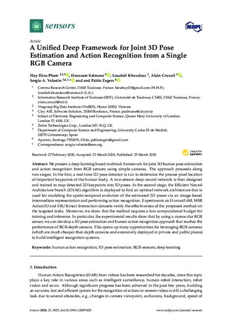 Pdf A Unified Deep Framework For Joint 3d Pose Estimation And Action