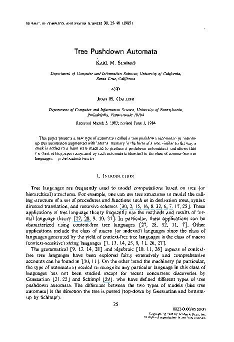 Pdf Tree Pushdown Automata