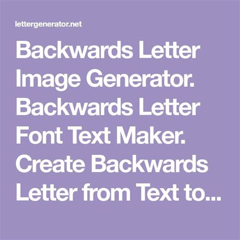 Backwards Text Generator