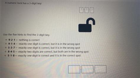 Solved A Numeric Lock Has A 3 Digit Key 2 0 0 Use The Five