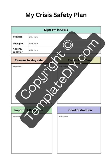 Printable Safety Plan Mental Health Template Pdf Word