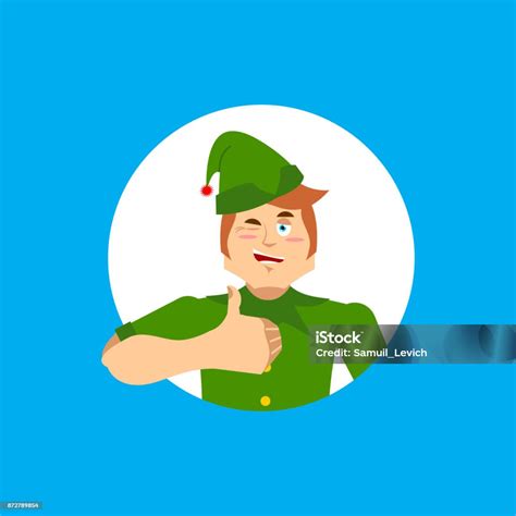엘 프 산타 도우미 엄지손가락 하 고 이모티콘 윙크 새 해와 크리스마스 벡터 일러스트 레이 션 겨울에 대한 스톡 벡터 아트 및 기타 이미지 Istock