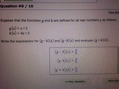 Solved Question 810 Suppose That The Function G And H Are