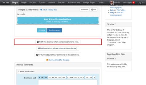 item comment notification widget