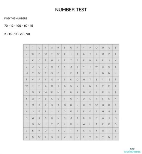 Number Test Interactive Worksheet Topworksheets
