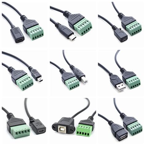 USB Female B Micro Usb Mini Usb Type C Male To Pin Female Bolt Screw Connector With Shield