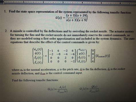 Solved 1 Find The State Space Representation Of The System