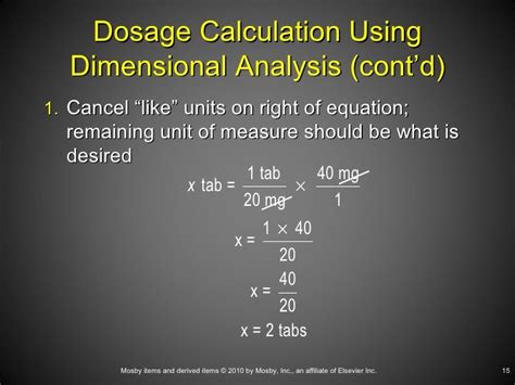 Dosage Calculation Using Dimensional Ana