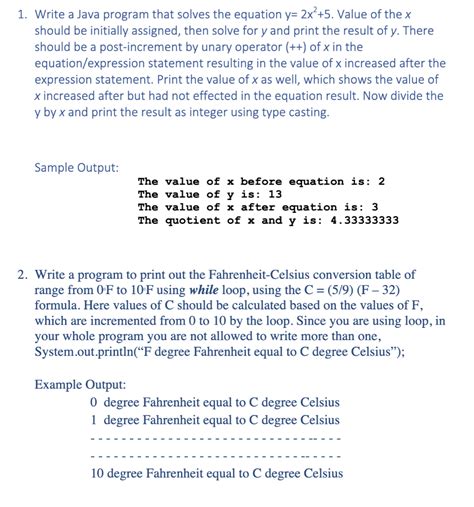 Solved 1 Write A Java Program That Solves The Equation Y