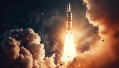 Futuristic Spaceship Orbits Galaxy Fueled By Technology And Science