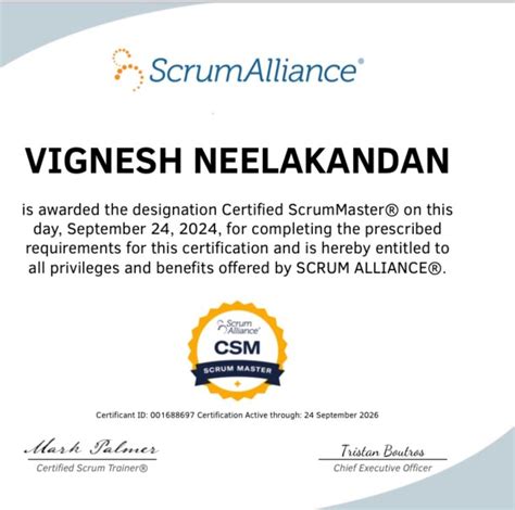 Vignesh Neelakandan On Linkedin Csm Scrummaster Agile Certification Scrumalliance