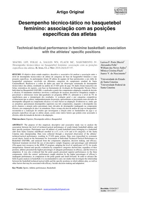 Pdf Technical Tactical Performance In Womens Basketball Association With The Athletes