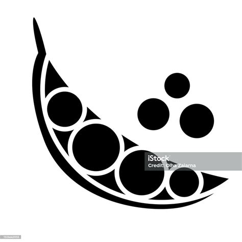 벡터 글리프 녹색 완두콩 아이콘 스탬핑을 위한 분리된 야채 실루엣 흰색 배경에 만화 스타일의 간단한 검은 색 그림 건강한 생활방식에 대한 스톡 벡터 아트 및 기타 이미지