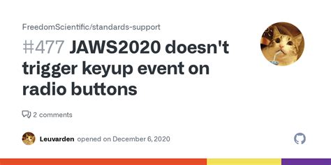 Jaws2020 Doesnt Trigger Keyup Event On Radio Buttons · Issue 477 · Freedomscientificstandards