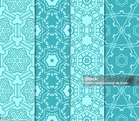 4 아름 다운 기하학적 완벽 한 패턴의 서로 다른 도형 집합입니다 벡터 일러스트 레이 션 0명에 대한 스톡 벡터 아트 및 기타 이미지 Istock