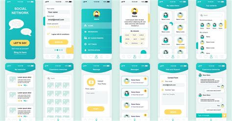 Social Network Mobile App Ui Kit Websites Ux And Ui Kits Ft Ui And Kit Envato