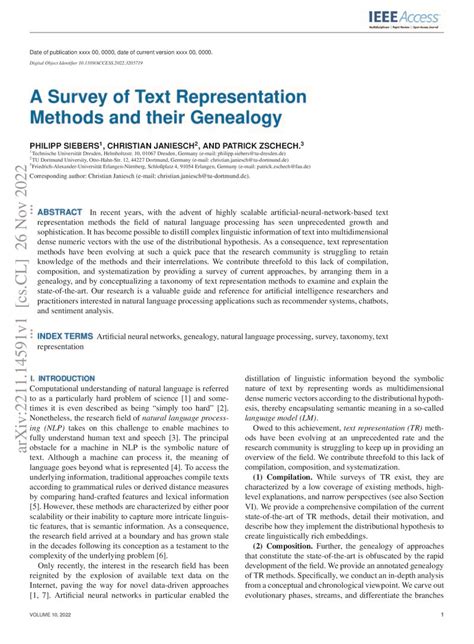 A Survey Of Text Representation Methods And Their Genealogy Deepai