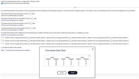 solved use the accompanying time series to complete parts a