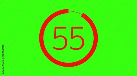Simple 60 Seconds 1 Minute Countdown Timer With Animated Red Indicator Circle Shaped Smooth