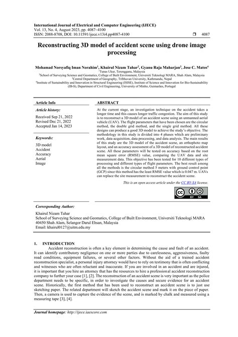 Reconstructing 3d Model Of Accident Scene Using Drone Image Processing Pdf First Aid Injuries