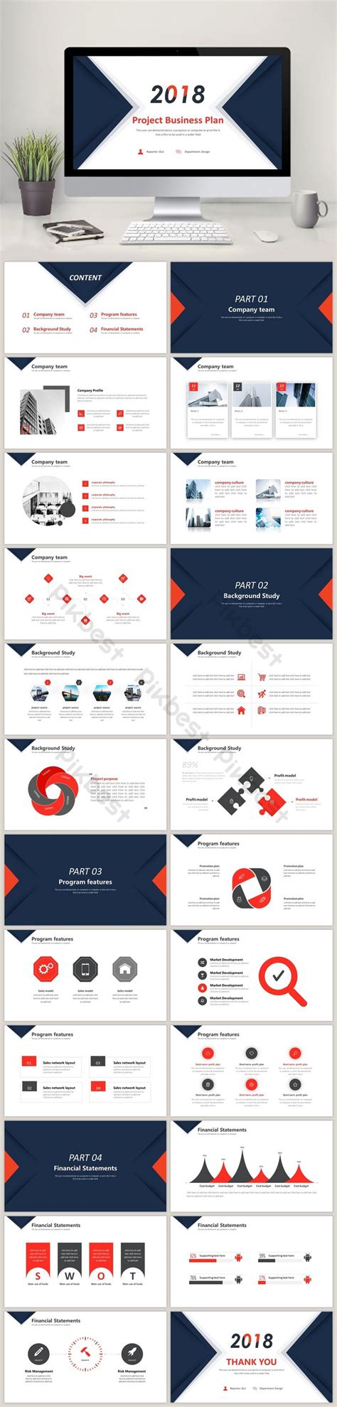 Simple Business Style Project Plan PPT Template PowerPoint PPTX Free Download Pikbest