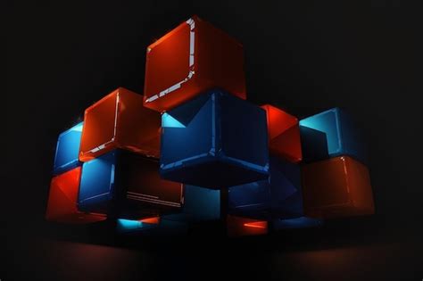 Premium Ai Image A Group Of Dark Color Cubes On A Dark Background