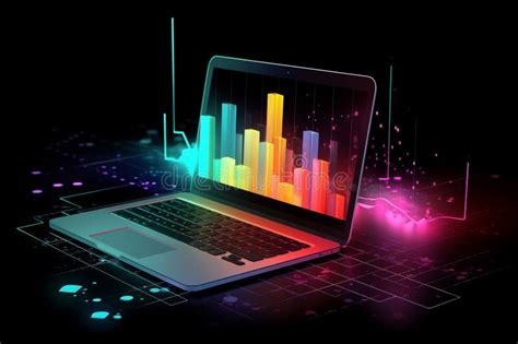 Conceptual Illustration Of A Laptop Displaying Analytical Data With