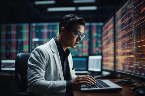 Premium Ai Image Portrait Of A Woman Working On Computer Typing Lines Of Code That Appear On