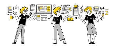 일상적인 작업 벡터 개요 그림 직원 비즈니스 및 서류 작업 관리자를 위한 회사 경력을 수행하는 사무원 팀 재정 고문에 대한 스톡 벡터 아트 및 기타 이미지 Istock