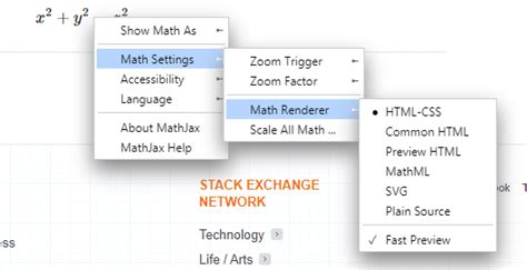 How Do I Change Math Renderer For MathJax Mathematics Meta Stack Exchange