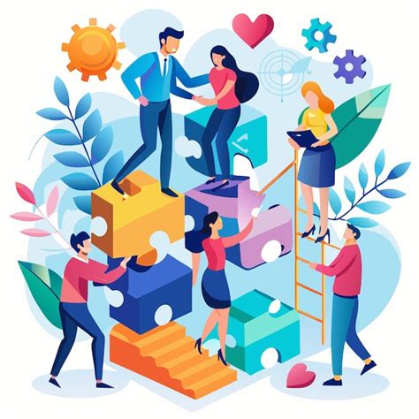 Teamwork Building Success With Puzzle Pieces And Collaboration Premium Ai Generated Vector