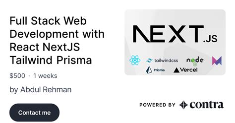 Full Stack Web Development With React Nextjs Tailwind Prisma By Abdul Rehman