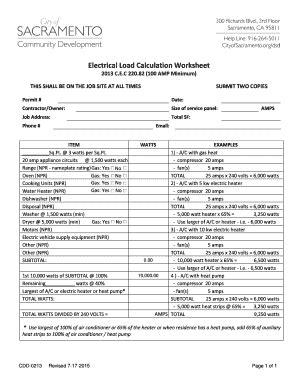Generator Load Calculation Worksheet