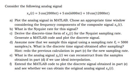 Solved Consider The Following Analog